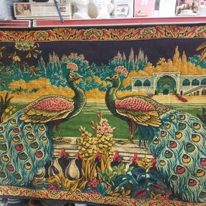 Vintage | Wall Decor | Vintage Beautiful Wall Rug Velvet Peacock ...